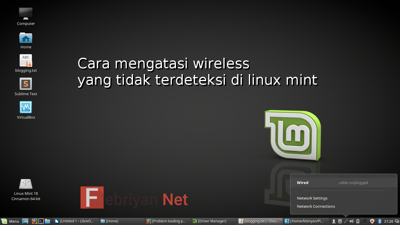 Cara mengatasi wireless yang tidak terdeteksi di Linux Mint – Blog Febriyan